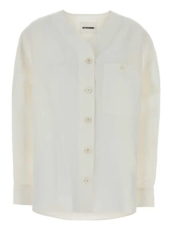 JIL SANDER Linen Blend Oversize Shirt - White