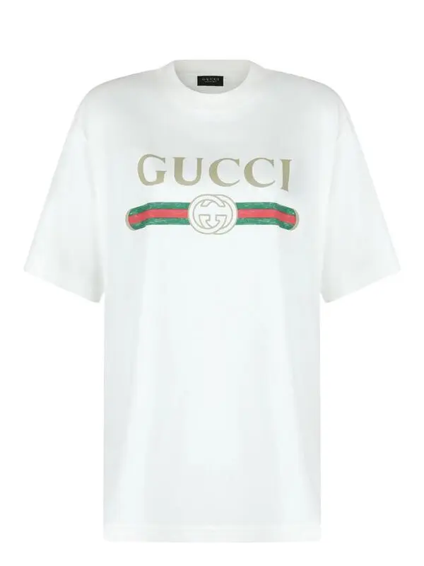 Gucci Cotton Blend Logo Print T-shirt - White