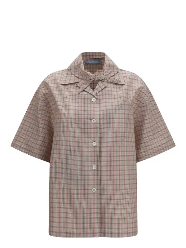 Prada Cotton Check Shirt - Cream