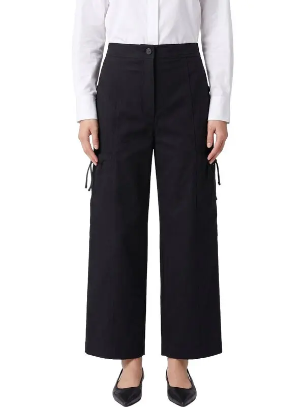 Max Mara Stretch Cotton Cargo Trousers - Black