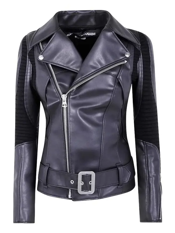 Junya Watanabe Ribbed Panel Biker Jacket - Black