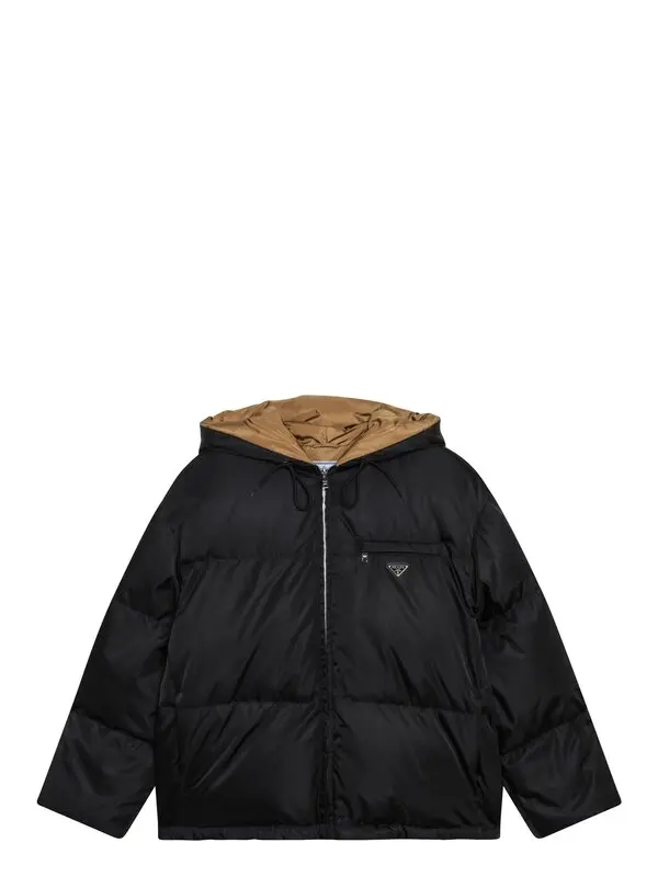 Prada Zip-up Puffer Jacket In Re-nylon - Black
