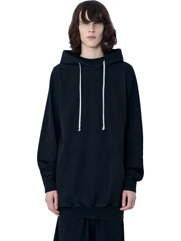 Rick Owens Cotton Jersey Hooded Sweatshirt - Black