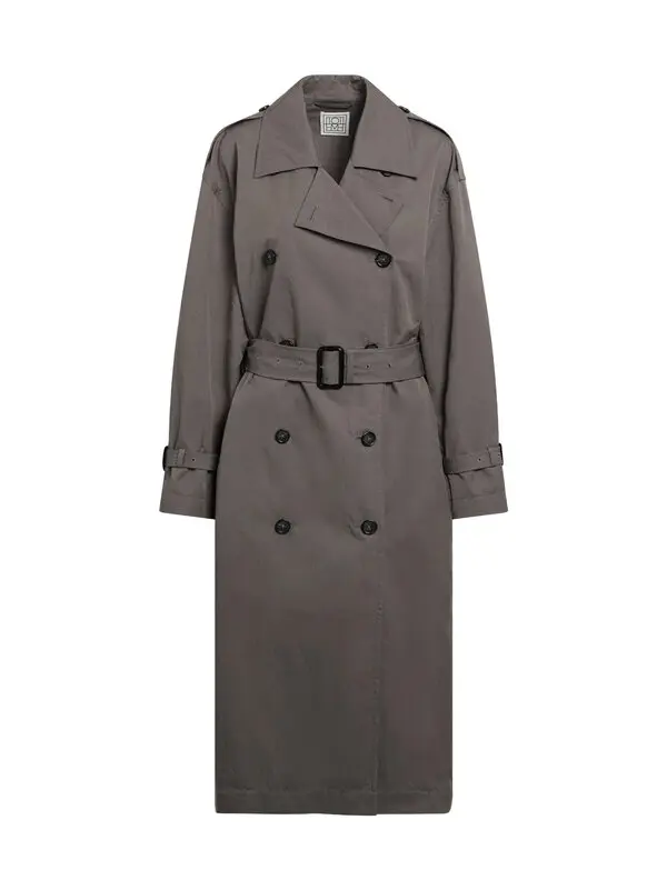 TOTEME Taupe Double-breasted Cotton-blend Trench Coat - Gray