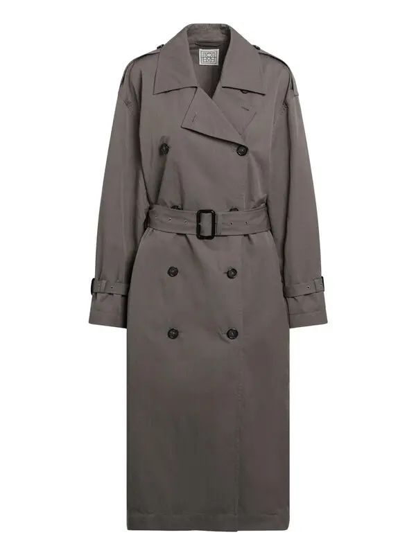 TOTEME Double-breasted Cotton-blend Trench Coat - Gray