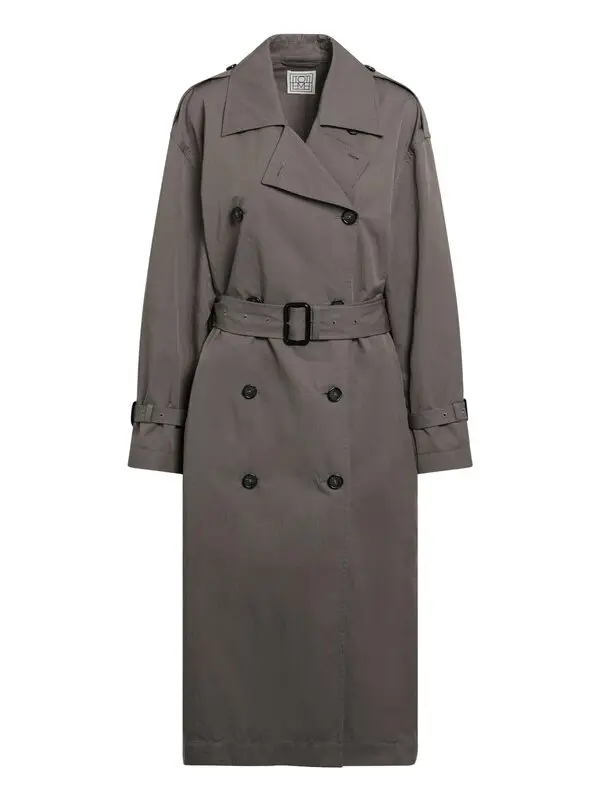 TOTEME Double-breasted Cotton-blend Trench Coat - Gray