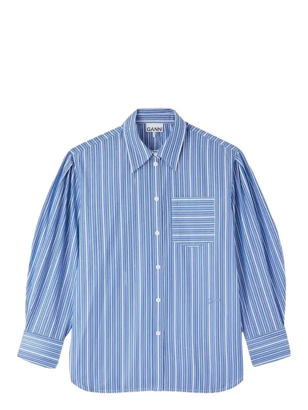 GANNI Striped Organic Cotton Shirt - Multicolor