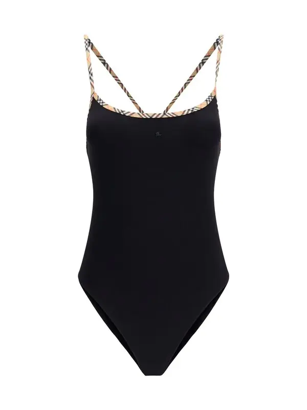 Burberry Check Trim Swimsuit - Black