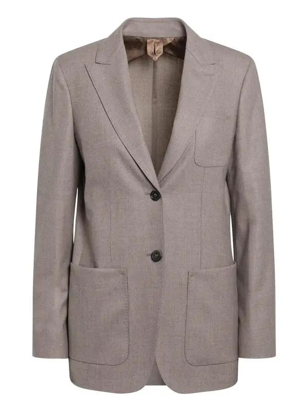 Max Mara Single-breasted Jacket In Dark Khaki Cashmere Foule - Brown