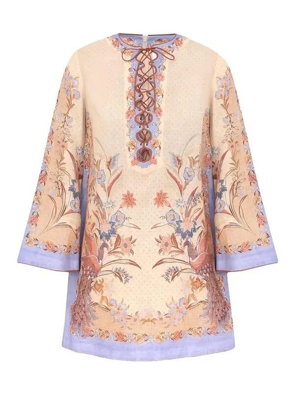 Zimmermann Indra Linen Mini Dress - Multicolor
