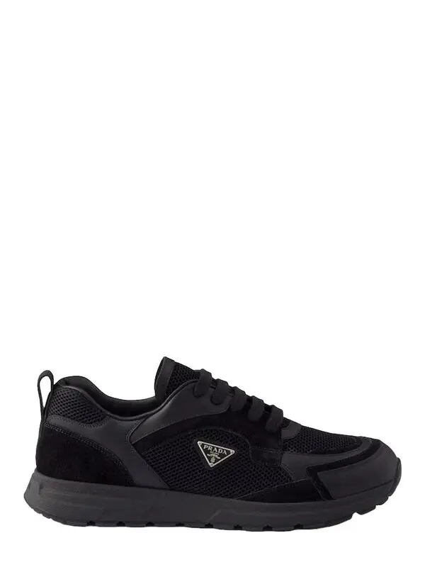 Prada Leather And Fabric Sneakers - Black