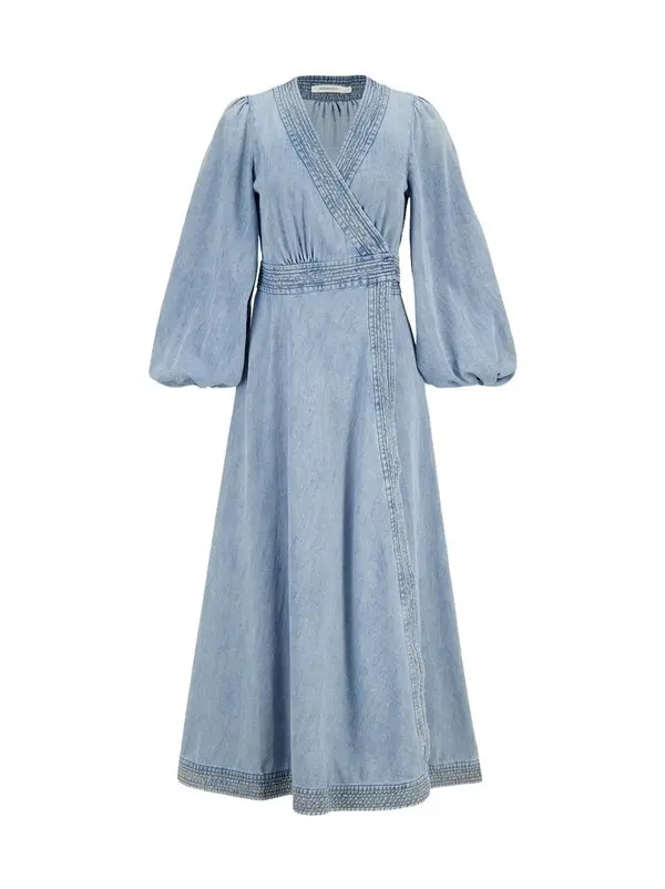 Zimmermann Indra Denim Midi Dress - Multicolor