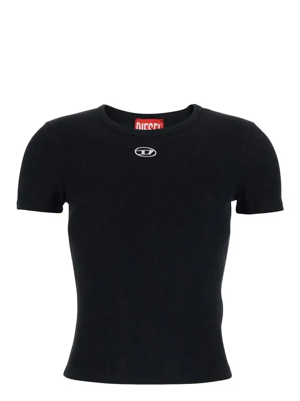DIESEL® T-shirt With Dlogo Applied On The Front In Cotton - Black