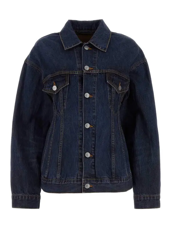 Balenciaga Hourglass Denim Jacket - Blue