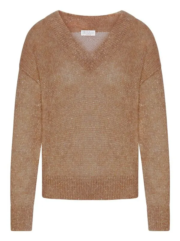 Brunello Cucinelli Dazzling English Half Rib Cotton Sweater - Brown