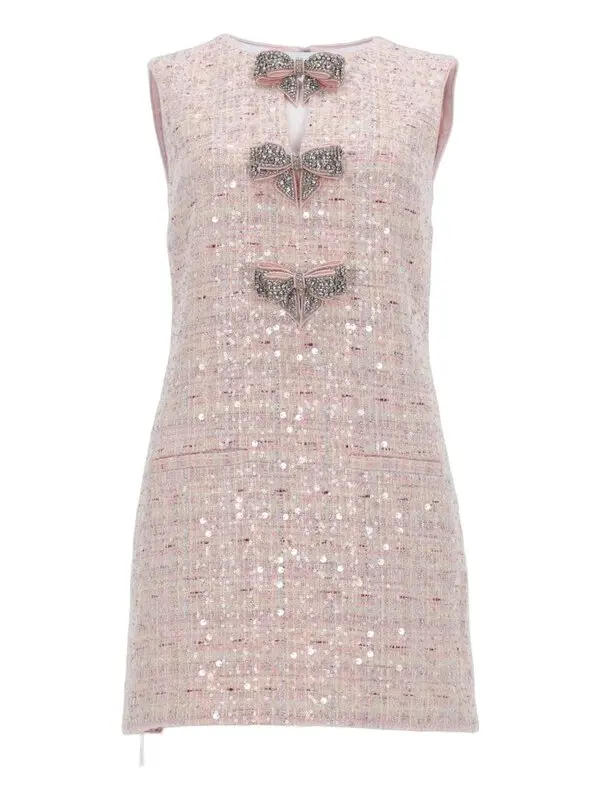 SELF-PORTRAIT Bow Detailed Mini Dress - Pink