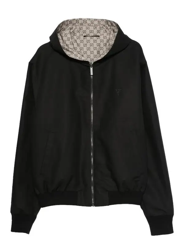 Gucci Reversible Gg Supreme Hooded Jacket - Black
