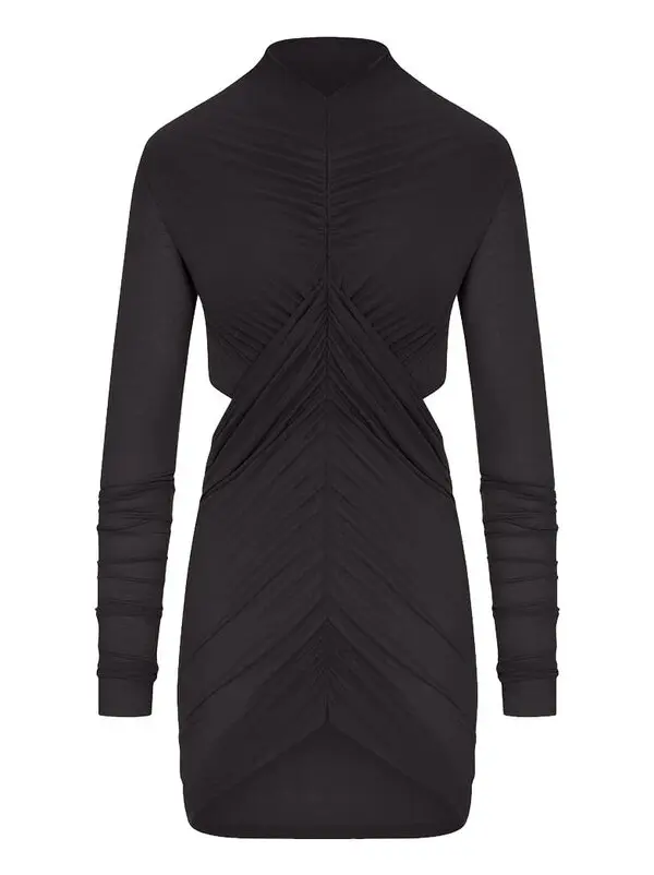 Rick Owens Long Draped Viscose T-shirt With Long Sleeves - Black