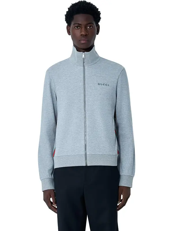 Gucci Web Motif Zip-up Sweatshirt - Multicolor