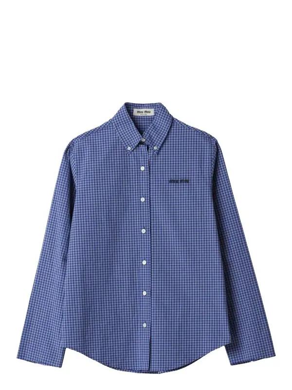 Miu Miu Checked Button Up Shirt - Blue