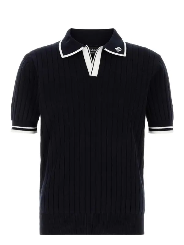 Dolce & Gabbana Midnight Knit Polo Shirt - Blue