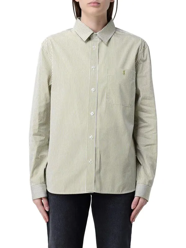 Saint Laurent Striped Cotton Shirt - Brown