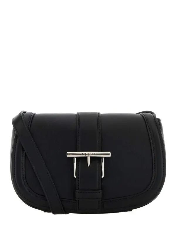 Alexander McQueen Leather Mini Satchel Cross Body Bag - Black