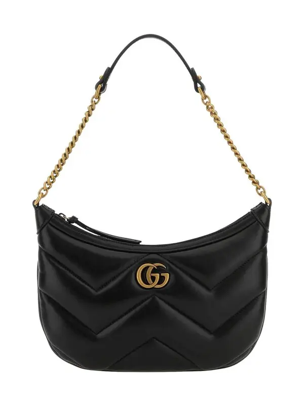 Gucci Leather Gg Marmont Shoulder Bag - Black