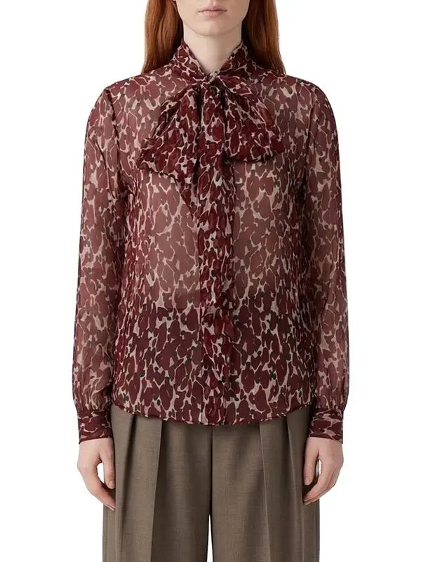 Saint Laurent Floral Print Silk Shirt - Red