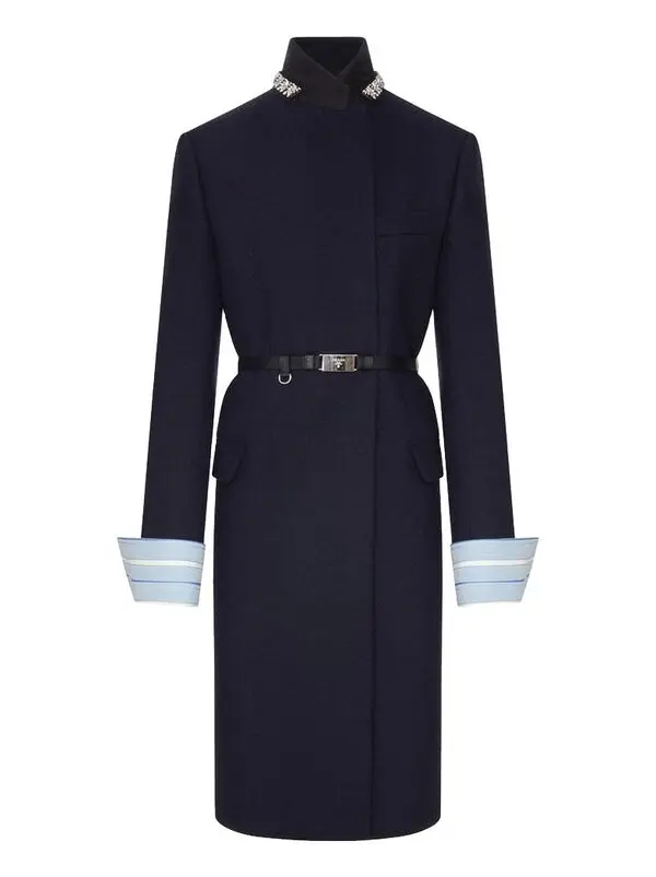 Prada Long Wool Coat - Blue