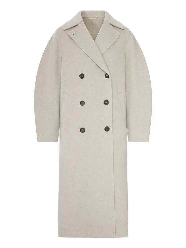 Brunello Cucinelli Long Wool & Cashmere Coat - Cream