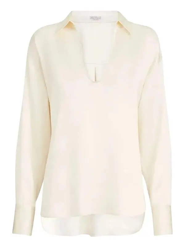 Brunello Cucinelli Silk Polo Blouse - Multicolor