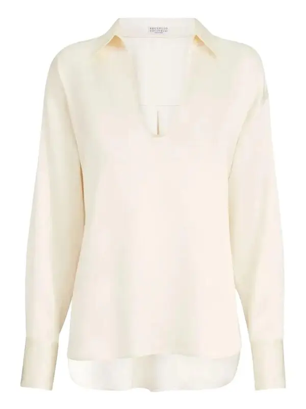 Brunello Cucinelli Silk Polo Blouse - Multicolor