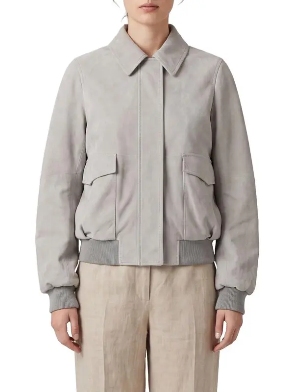 Loewe Ovine Leather Bomber Jacket - Gray