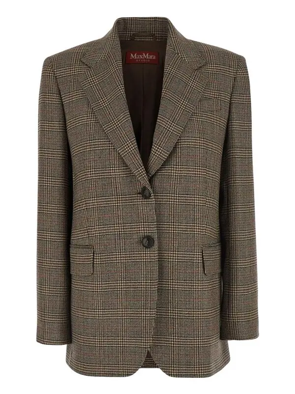 Max Mara Virgin Wool Check Jacket - Black