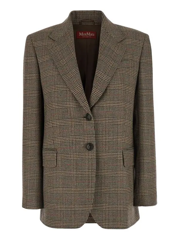 Max Mara Virgin Wool Check Jacket - Black