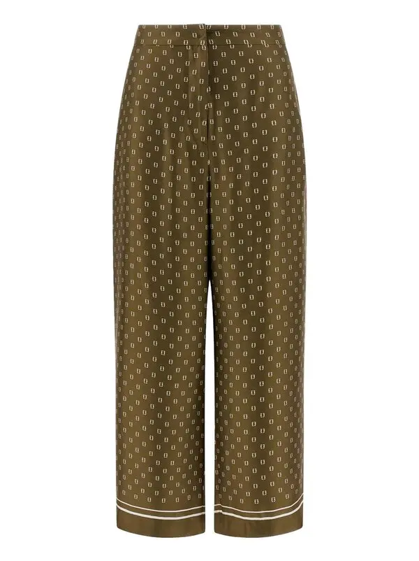 Max Mara Printed Silk Palazzo Trousers - Brown