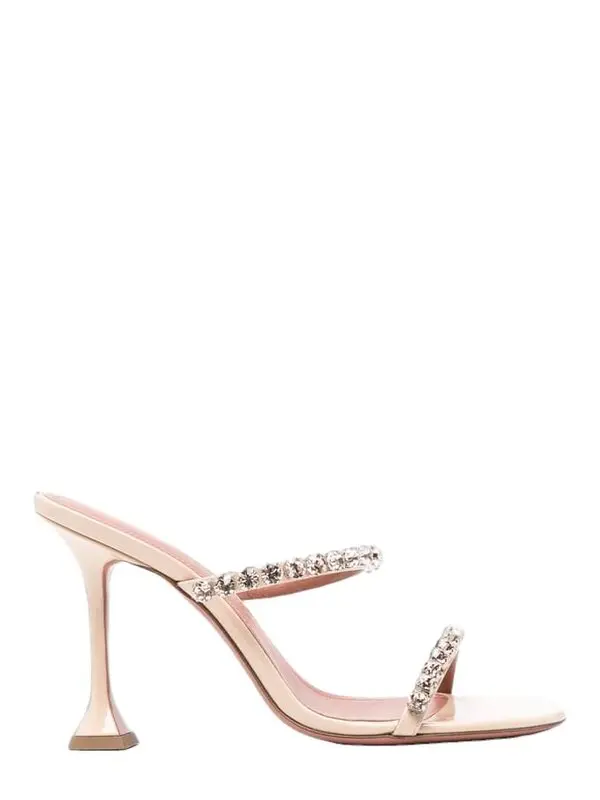 Amina Muaddi Crystal Mules - Pink