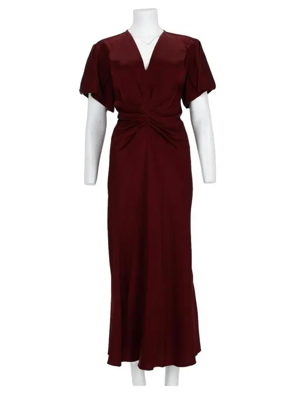Victoria Beckham V-neck Midi Dress With Draping - Multicolor