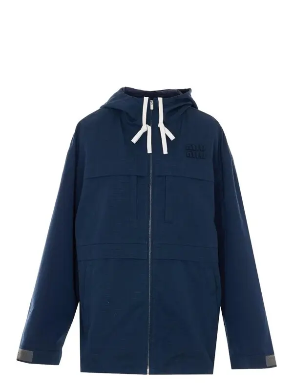 Miu Miu Logo Ripstop Fabric Jacket - Blue