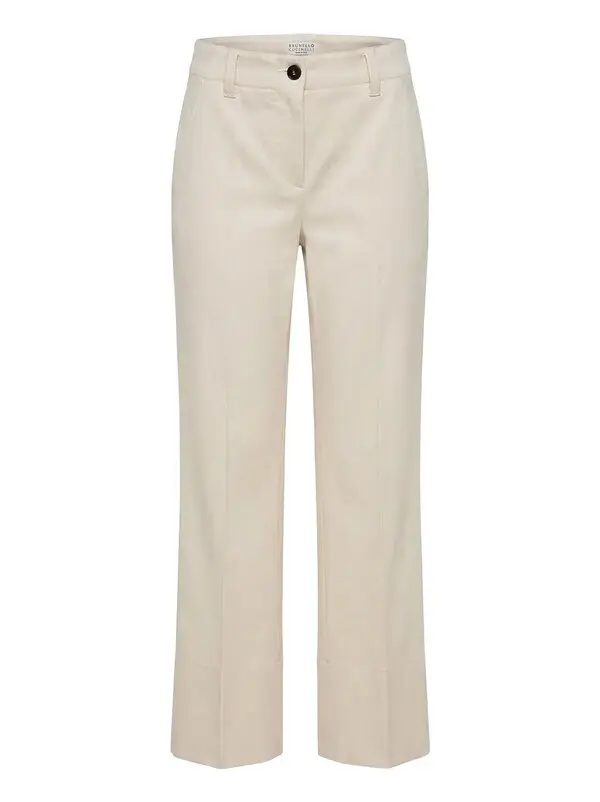 Brunello Cucinelli Cotton Linen Straight-cut Trousers - Multicolor