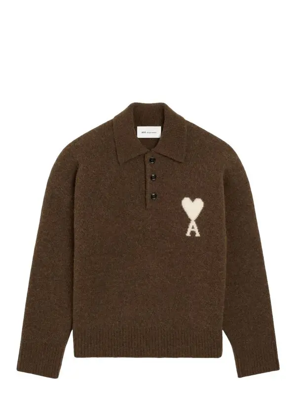 AMI Paris De Coeur Wool Polo Sweater - Multicolor