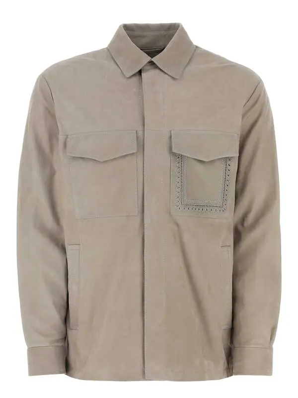Etro Dove Grey Suede Shirt - Gray