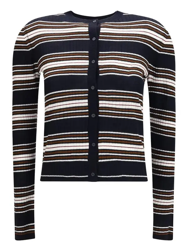 Max Mara Striped Silk And Wool Cardigan - Blue