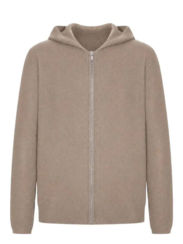 Rick Owens Full-zip Hooded Cashmere Blend Cashmere Sweater - Gray