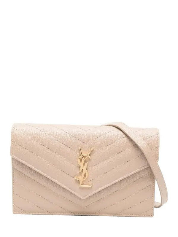 Saint Laurent Envelope Cassandre Leather Wallet On Chain - Multicolor