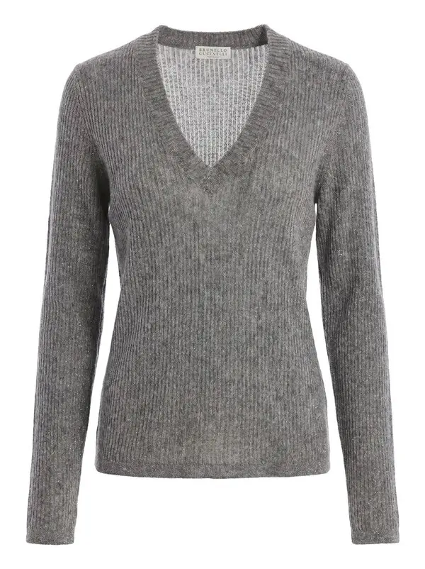 Brunello Cucinelli Silk V-neck Sweater - Multicolor