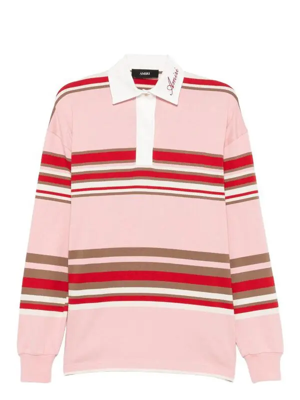 Amiri Striped Cotton Oversized Polo - Pink