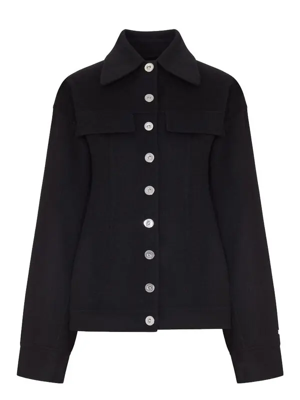 Sportmax Shaped Overshirt In Pure Wool - Black
