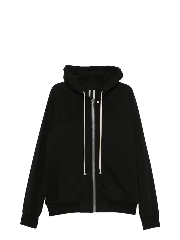 Rick Owens Organic Cotton Hooded Zip Up Sweatshirt - Black